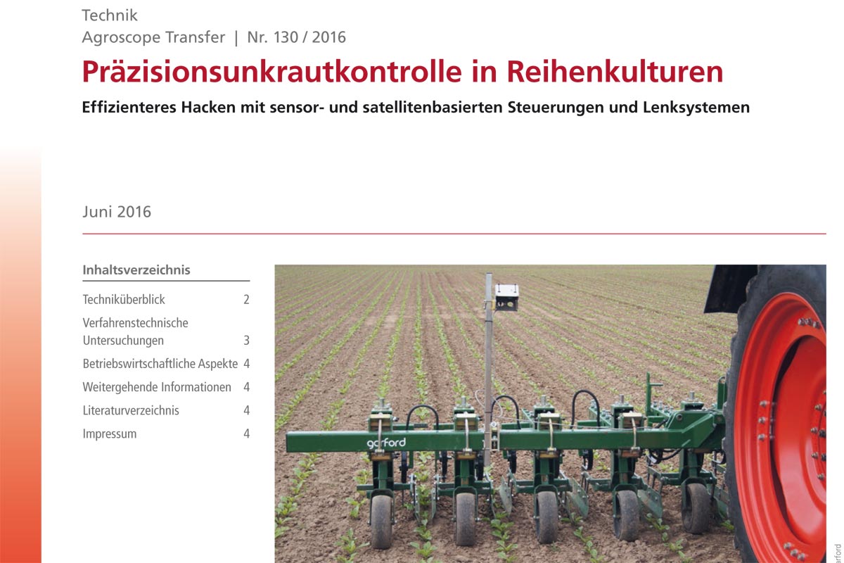 Nouvel Agroscope Transfer: «Contrôle haute précision des adventices ...